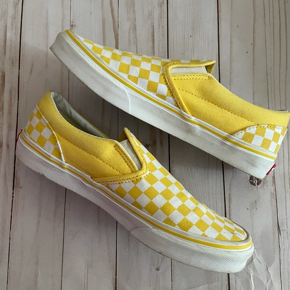 Vans | Shoes | Vans Classic Slip Ons Yellow Checkerboard | Poshmark